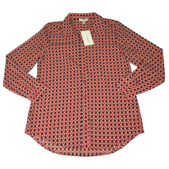 Como Blu | Tops | Como Blu Retro Geometric Multicolor Button Down Shirt ...